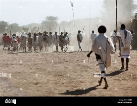 Karrayyu Tribe Men Running During Gadaaa Ceremony Metahara Ethiopia