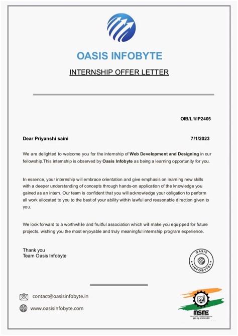 Priya Saini On Linkedin Team Internship Experience Oasisinfobyte