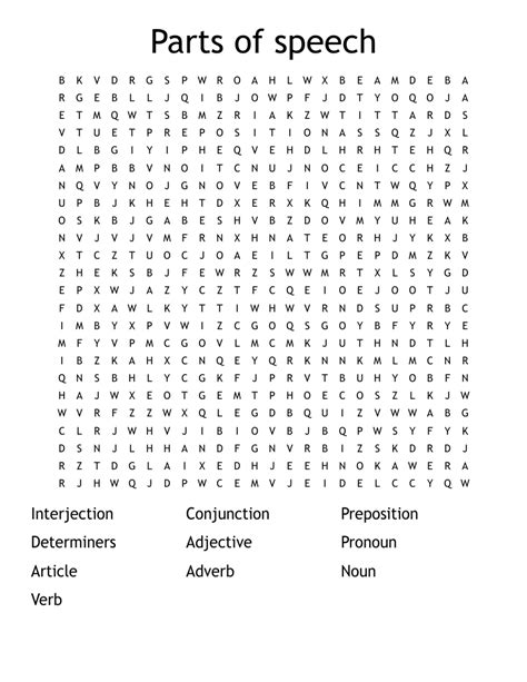 8 Parts Of Speech Word Search Wordmint