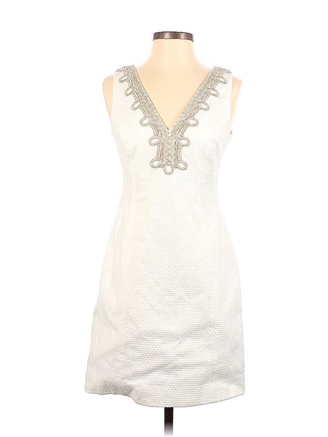 Lilly Pulitzer 100 Cotton Solid White Casual Dress Size 4 68 Off