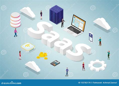 Saas Software As A Service Business Concept With Big Word And Server