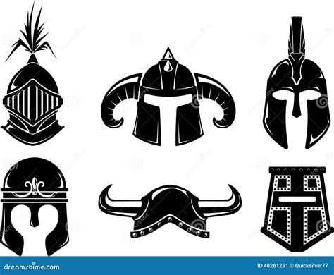 Ancient Warrior Helmet Set Stock Illustration Illustration Of