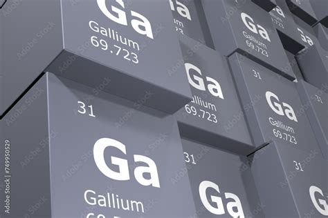 Gallium 3d Rendering Background Of Cubes Of Symbols Of The Elements Of