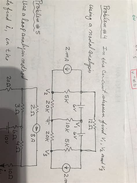 Solved In The Circuit Shown Find V1 V2 And V3 Using A