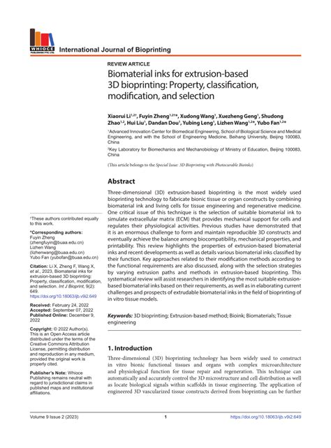 Pdf Biomaterial Inks For Extrusion Based 3d Bioprinting Property