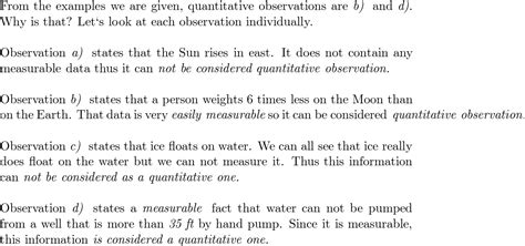 Quantitative Observation Examples