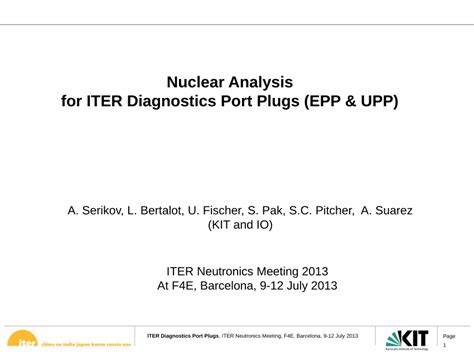 Pdf Nuclear Analysis For Iter Diagnostics Port Plugs Epp And Upp