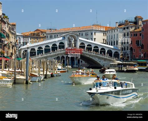 Rialto Bridge Over The Grand Canal Of Venice Built Around 1590 Stock