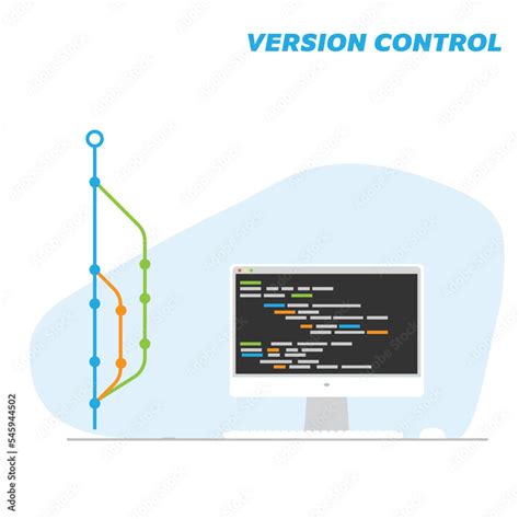 Source Control Interface On Screen Working Space With Computer White Computer With Source Code