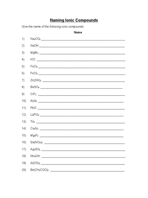 Ch 204 Nomenclature Worksheet Ans Key 1 Worksheetanswer Key