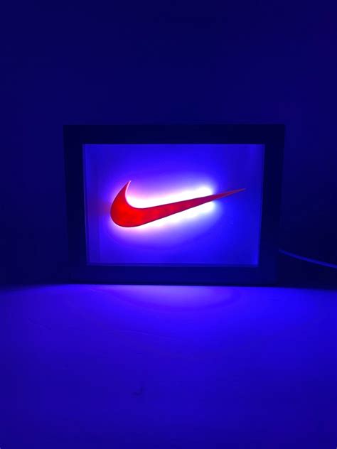 Nike Logo Led Sign Glass Frame Swoosh Air Art Night Light Etsy