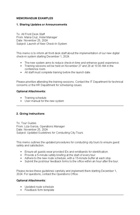 Memorandum Examples SADSSSD MEMORANDUM EXAMPLES Sharing Updates Or Announcements To All