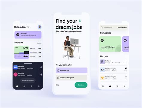 ui design job finder app on behance