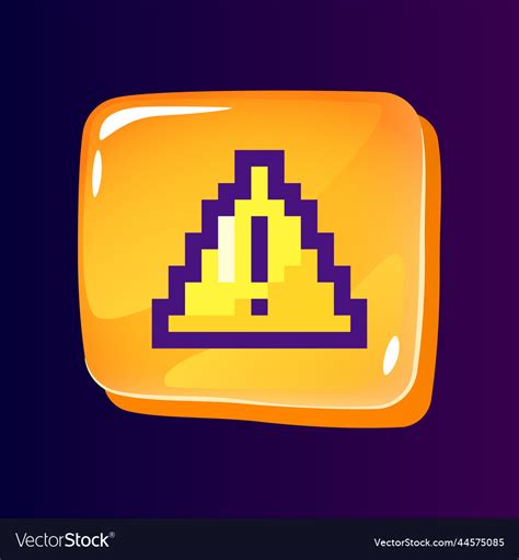 warning glossy ui button with pixelated color icon