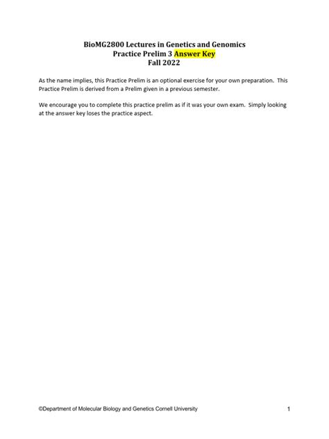 Practice Prelim 3 Answer Key Pdf Zygosity Single Nucleotide