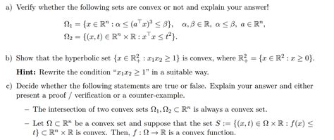 solved a verify whether the following sets are convex or
