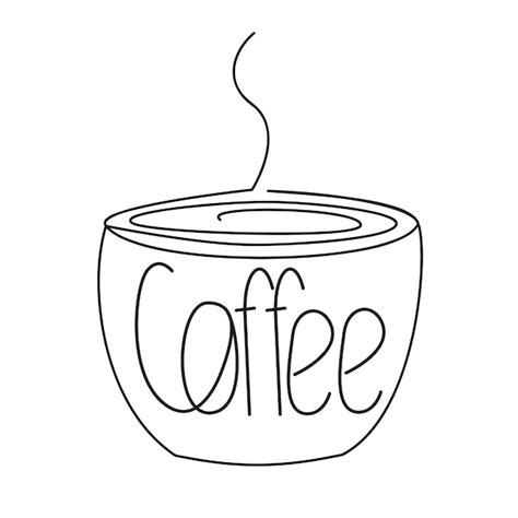 Espresso Cup Line Art Un Dessin Au Trait De Tasse à Café Avec Lettrage