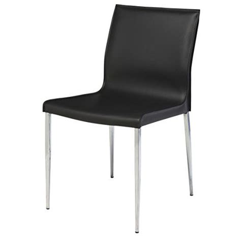 Nuevo Colter Leather Dining Chair With Steel Legs Black Grey