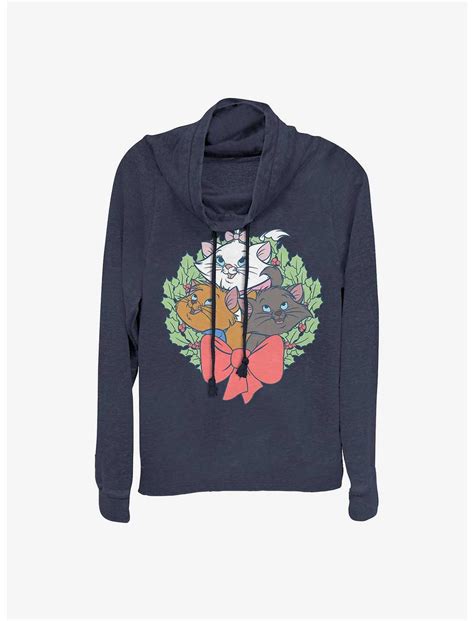 Disney The Aristocats Kitten Wreath Cowlneck Long Sleeve Girls T Shirt