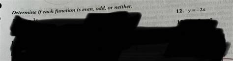 Solved Determine If Each Function Is Even Odd Or Neither Chegg Com