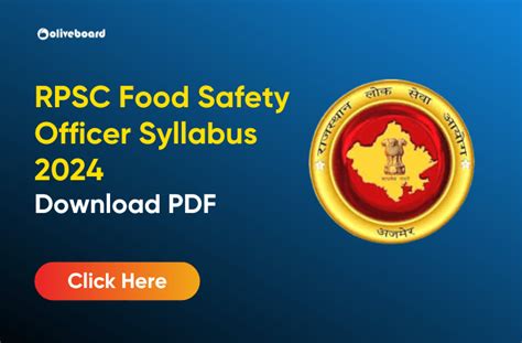 Rpsc Food Safety Officer Syllabus 2024 Exam Pattern