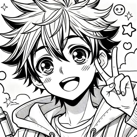 Dibujo De Chico Anime Para Colorear Peque Aulas