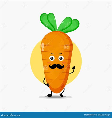 Cute Carrot Character With Mustache Stock Vector Illustration Of Icon
