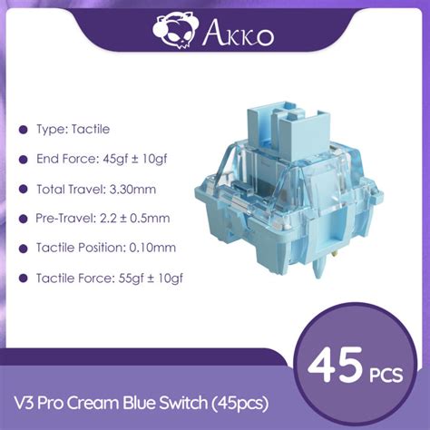 Akko V3 Pro Cream Blue Switch 5 Pin 38gf Tactile Switch With Dustproof