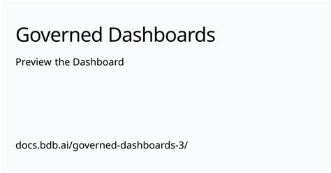 Preview The Dashboard Governed Dashboards