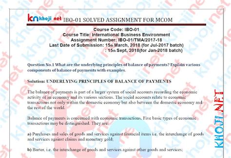 IBO Solved Assignment For MCOM St Year KHOJINET