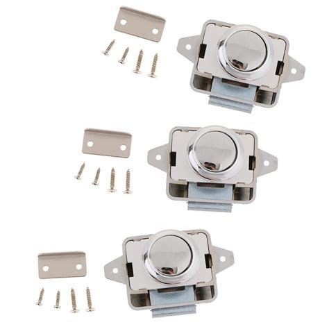 3pcs Push Button Drawer Cabinet Catch Lock Latch For Motorhome Trailer Boat Ebay