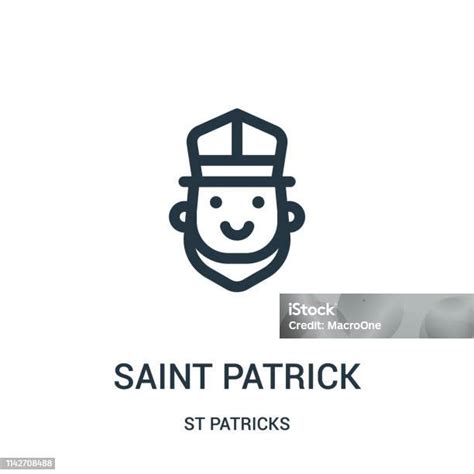 세인트 패트릭 아이콘 St 패트릭 스 컬렉션에서 벡터입니다 얇은 라인 세인트 패트릭 개요 아이콘 벡터 일러스트 레이 션입니다 웹 및 모바일 앱 로고 인쇄 미디어에 사용할