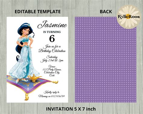 Free Printable Princess Jasmine Invitations Download Free Printable