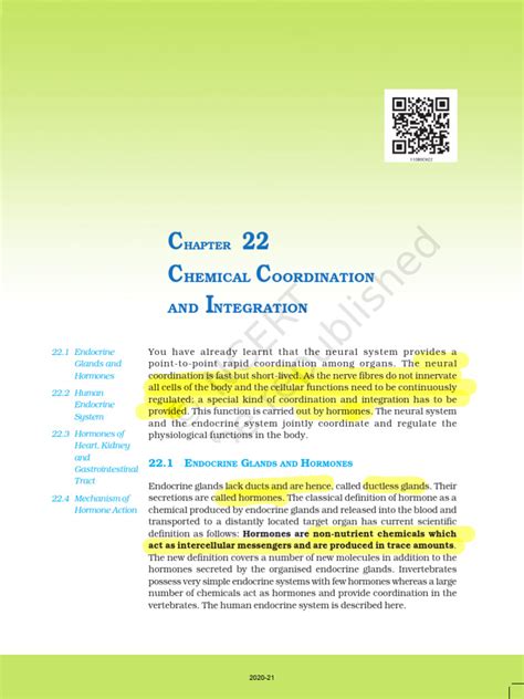 Chemical Coordination And Integration Underline Pdf Endocrine
