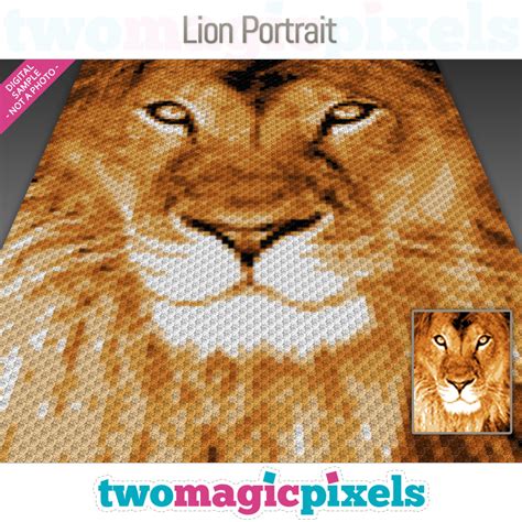 Lion Portrait C2c Graph Sc Graph Cross Stitch Graph By Two Magic Pixels