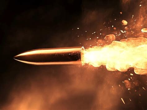 Flying Bullet On Fire Motion With Trail Premium Ai Generated Image