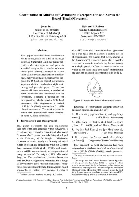 Pdf Coordination In Minimalist Grammars Excorporation And Across The