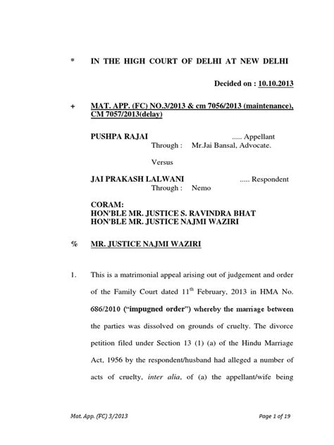 Delhi Hc Cruelty By Wife Pdf Marriage Divorce
