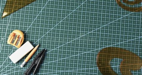 Compass Pencil Sharpener Eraser And Rulers With Pad In Slow Motion Stock Video Video Of