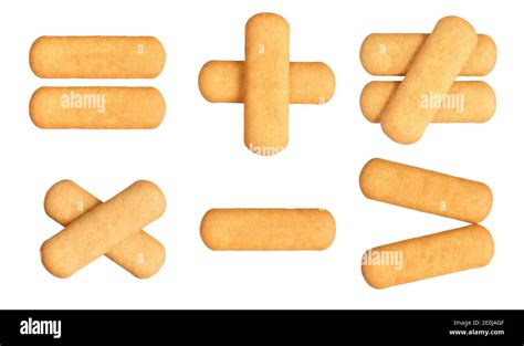 Six Mathematical Signs Made Of Stick Biscuits Fun And Educational