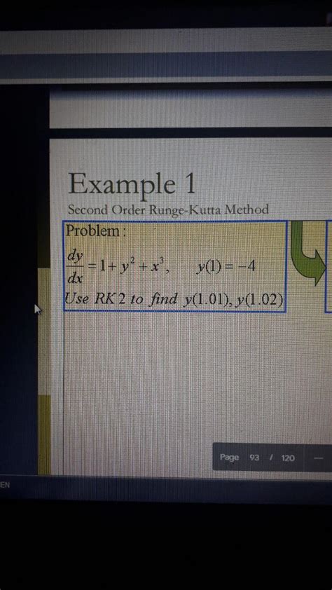 Solved Example 1 Second Order Runge Kutta Method Problen