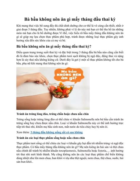 PPT Bà bầu không nên ăn gì mấy tháng đầu thai kỳ PowerPoint