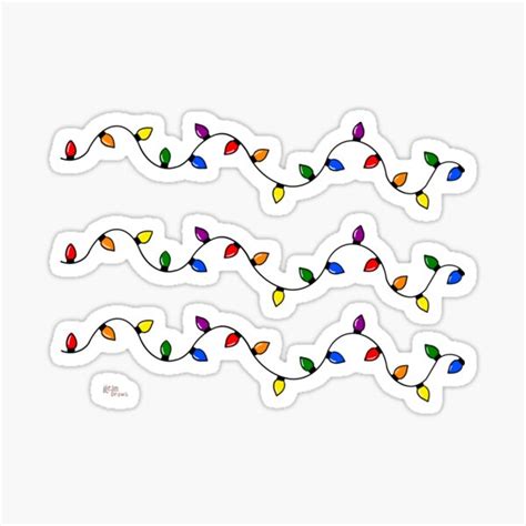 Rainbow String Lights Christmas Lights Sticker For Sale By