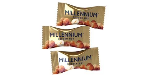 Конфеты шоколадные Millennium «Golden Nut» с начинкой и цельным лесным ...