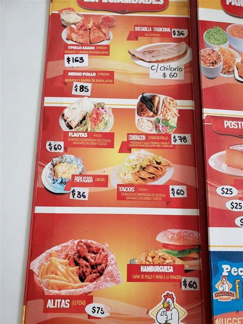 Carta del restaurante Pollo Feliz Mazatlán Blvd Luis Donaldo Colosio