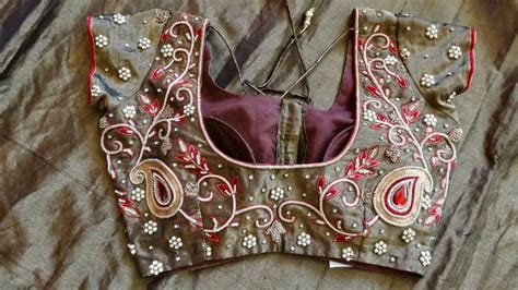 Models Of Blouse Designs Pearl Work Embroidery Designer Blouse