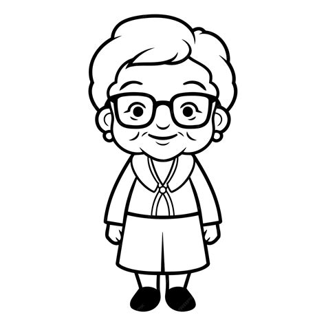 Premium Vector Cute Grandmother With Glasses Cartoon Vector
