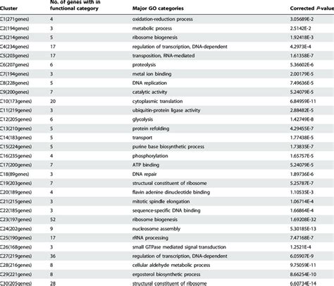 The Most Enriched Categories Of Modular Enrichment In Each Gene
