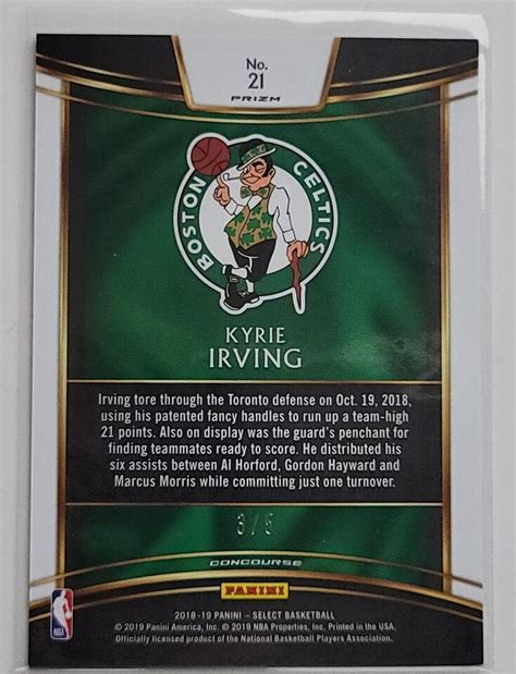 2018 19 Panini Select Base Set Concourse Green Prizms 21 Kyrie Irving
