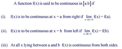 Continuity Formula For 12th Class Formula In Maths